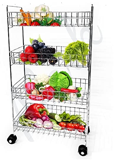 KSB ENTERPRISE-Stainless Steel Vegetable Trolly for Kitchen, Onion ...