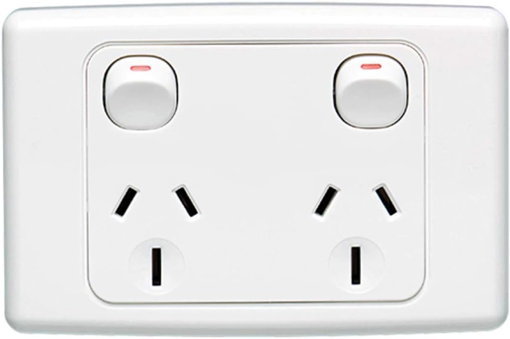 Double Power Point Wall Socket Outlet GPO 10A Amp 240V SAA Approved ...