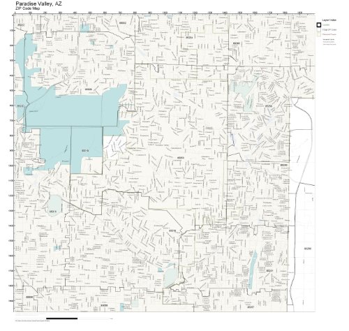 Amazon.com : ZIP Code Wall Map of Paradise Valley, AZ ZIP Code Map ...