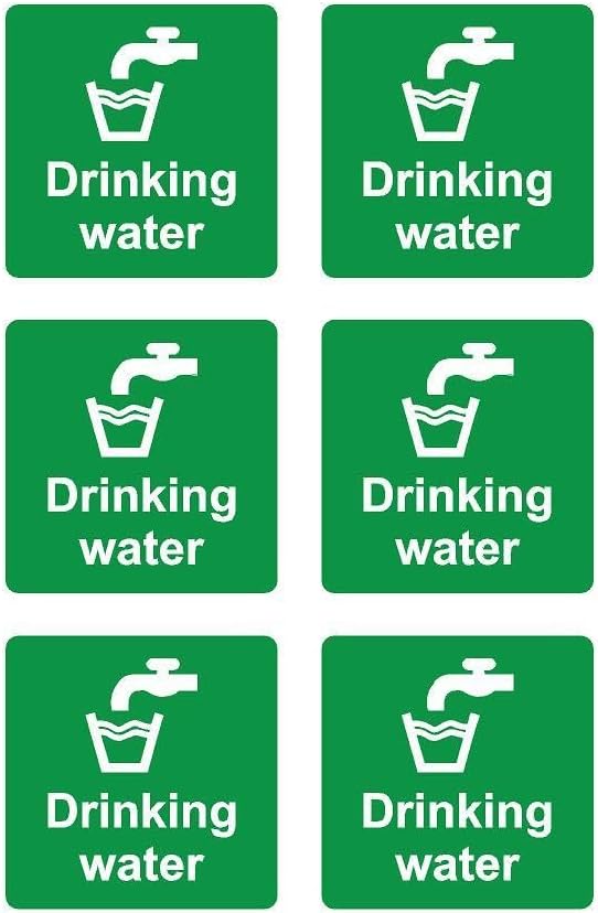 Drinking water safety sign - Pack of 6 100mm x 100mm Self adhesive ...