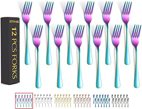 Amazon.com: Rainbow Fork Set Of 12 Pieces, Iridescent Silverware Salad ...