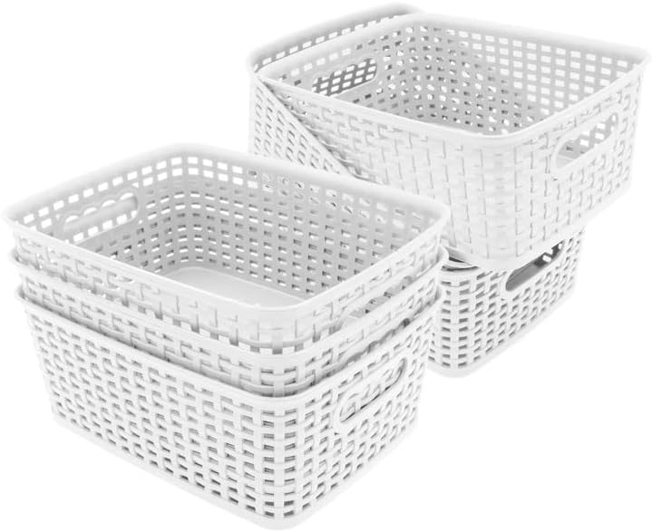 GONDOL 6 Pack Plastic Storage Baskets - Small Organiser Boxes for ...