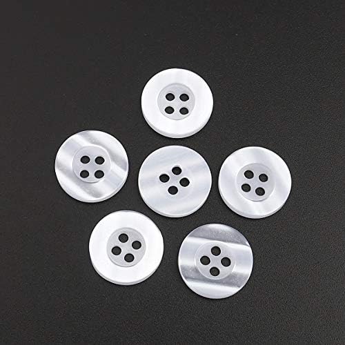 MajorCrafts® 50pcs 15mm Clear White Pearlescent 4 holes Small Round ...