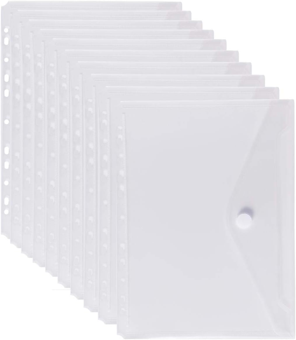 LaOficina 11 Holes Clear Poly Envelope Binders Pocket Insert with Hook ...