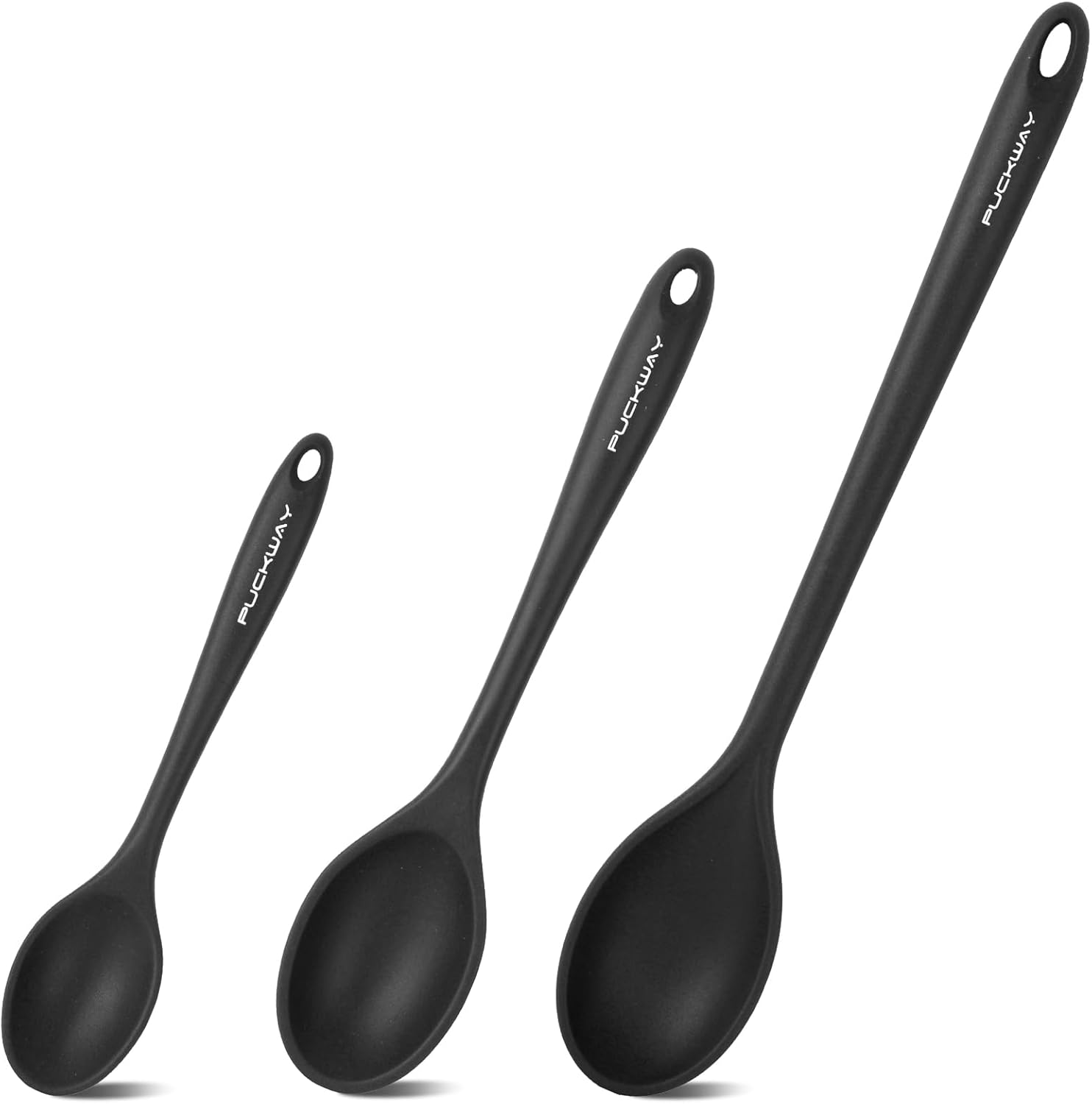 Amazon.com: PUCKWAY 3 Pcs Silicone Spoons Set of 7.9 10.6 14.2 inch for ...