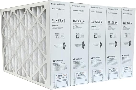 Honeywell FC100A1029 (5 Pack) - 16" x 25" x 4" Pleated Air Filter, MERV ...