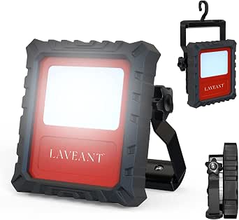 LAVEANT Rechargeable LED Work Light,10W 4400mAh,800Lumens Portable ...