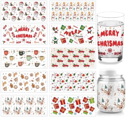 UV DTF- Cup Wrap, 2024 Christmas Transfer Stickers for Glass Cups, Xmas ...