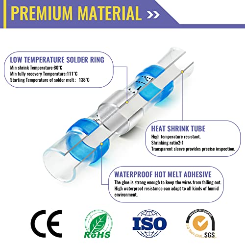 Snapklik.com : 400PCS Yellow Solder Seal Wire Connectors AWG12-10 ...