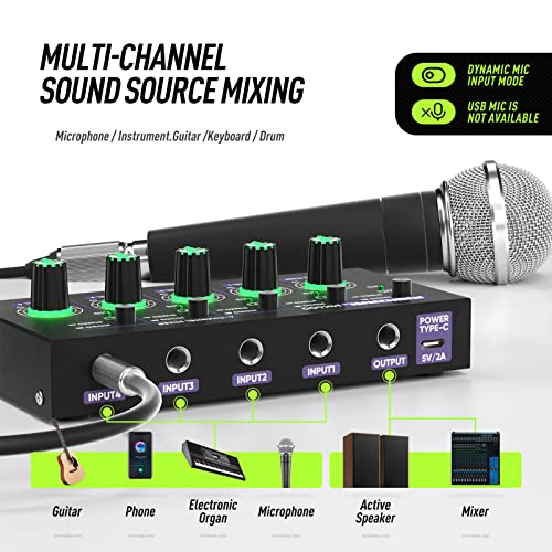 Snapklik.com : Mini Audio Stereo Mixer 4 Channel 1/4 Inch TSR/TS Audio ...