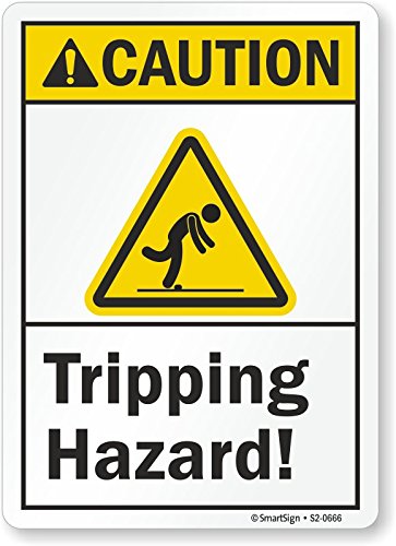 SmartSign “Caution - Tripping Hazard” Label | 10" x 14" Laminated Vinyl ...