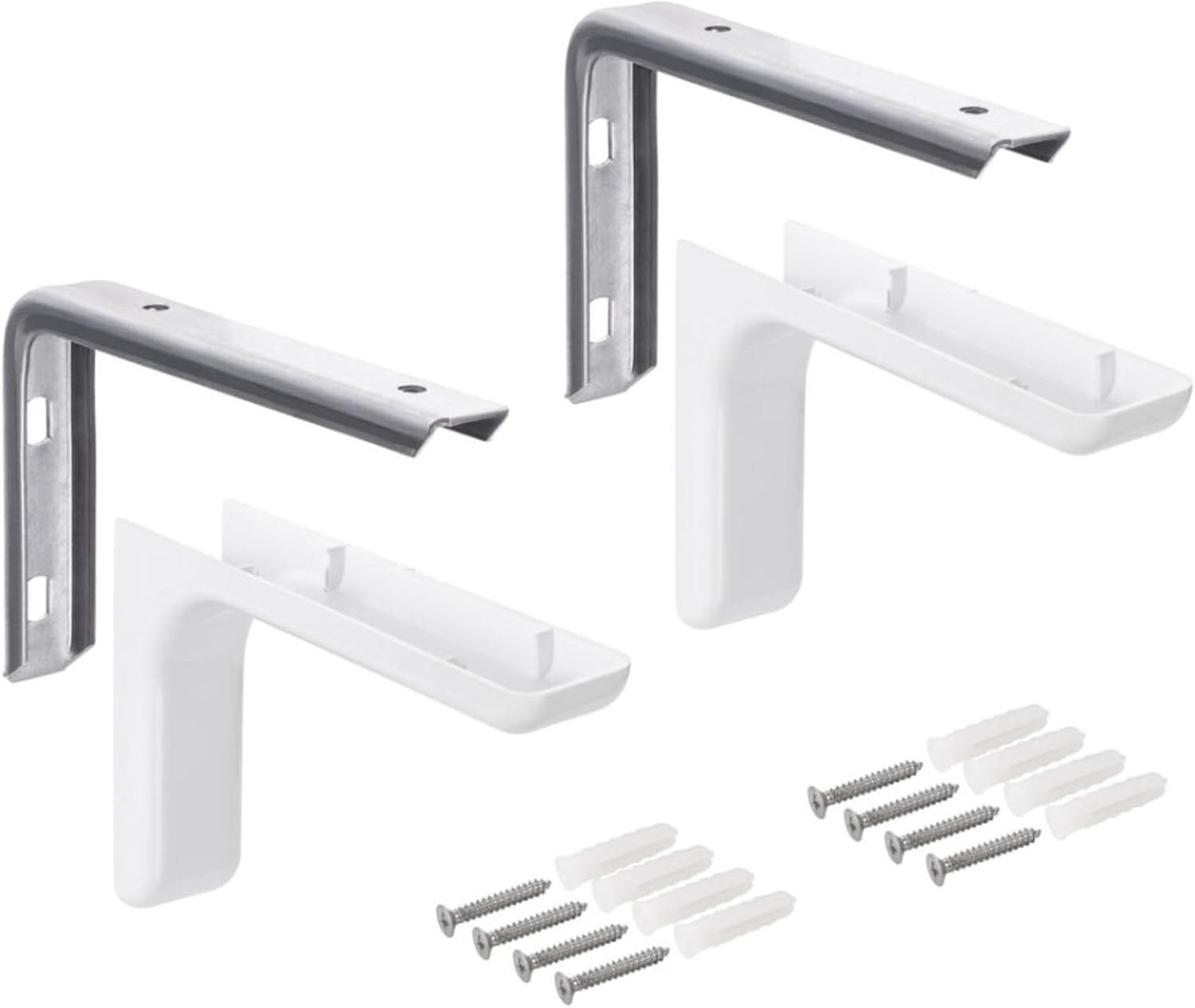 Gedotec Leon Metal Shelf Brackets for Wall Mounting Set of 2 White with ...
