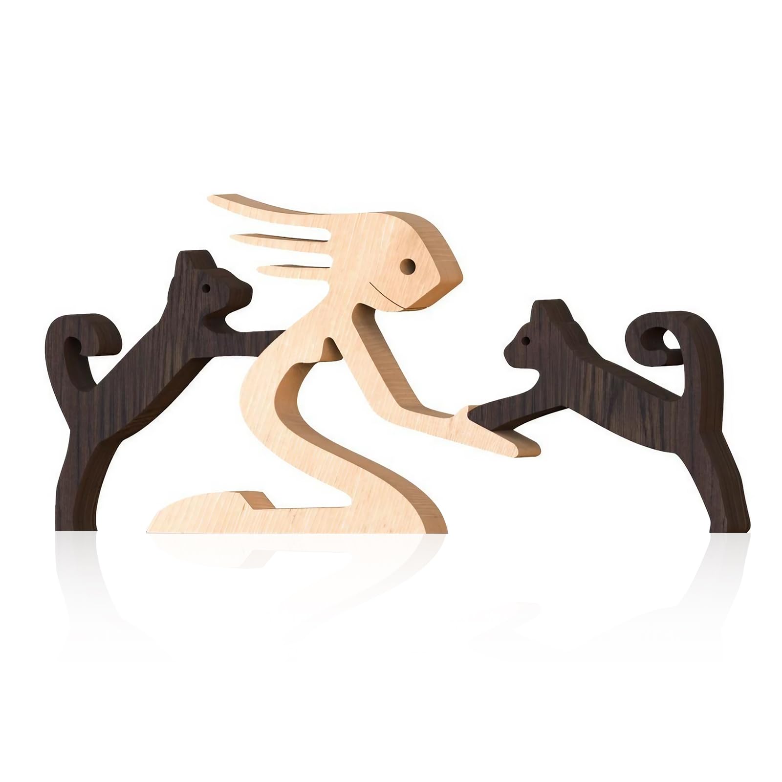 Amazon.com: AOCEAN Handcrafted Wooden Cat and Human Sculpture - Unique ...