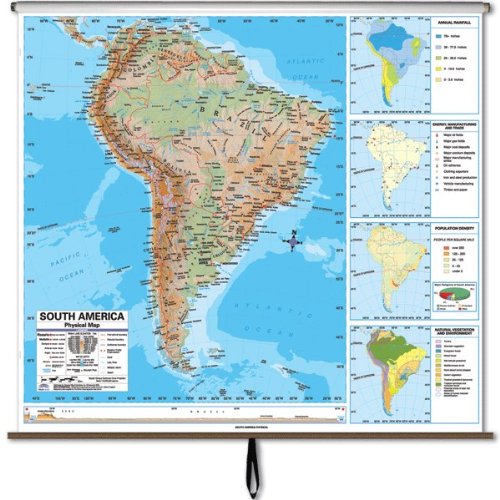 South America Advanced Physical Classroom Map on Roller w/ Brackets ...