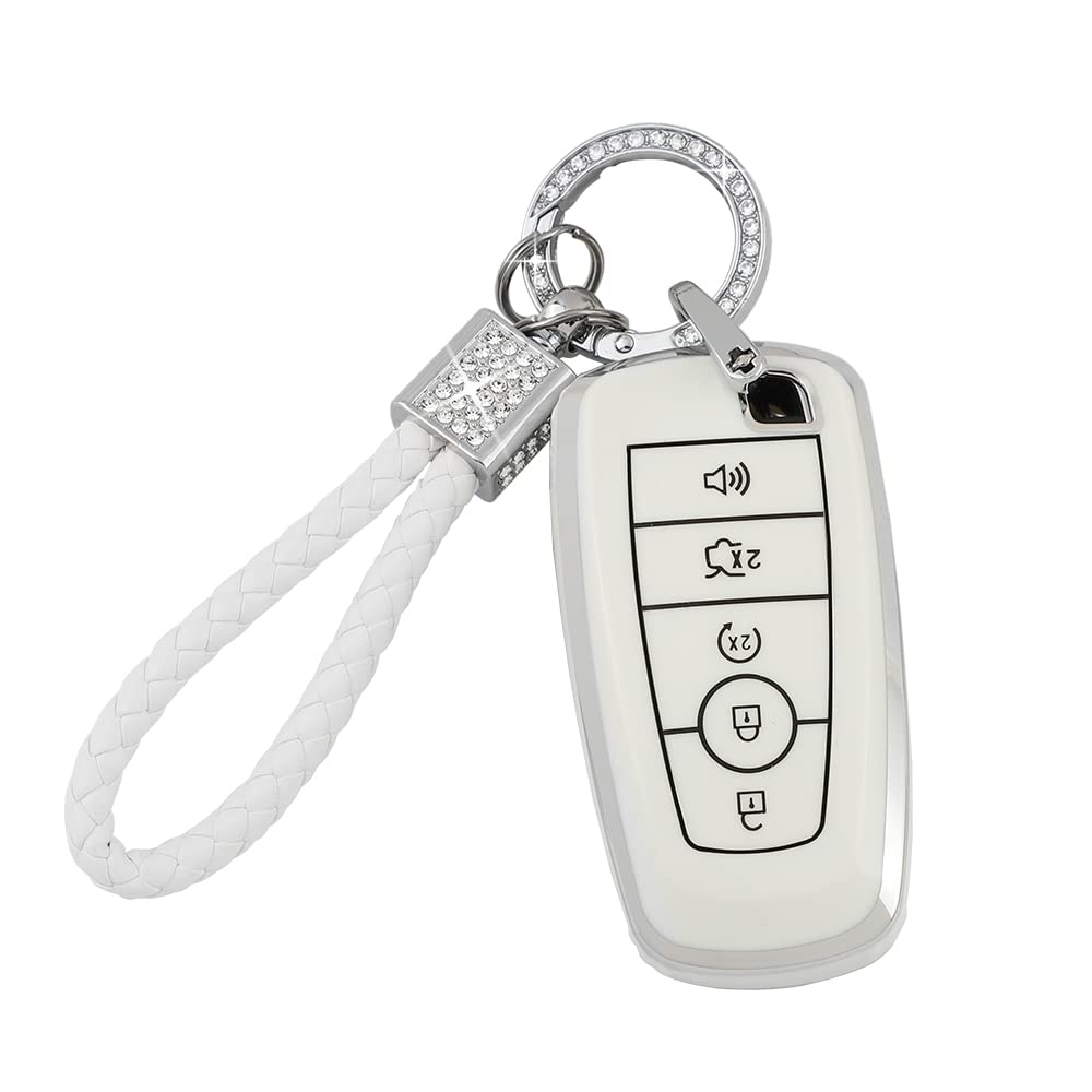 Amazon.com: PIFOOG White Key Fob Cover for Ford Bling Keychain 5 ...