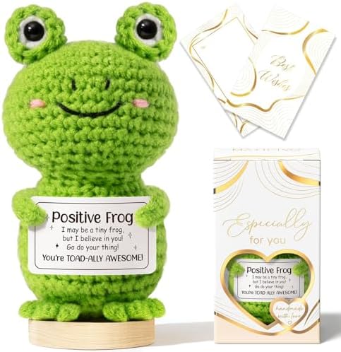 Amazon.com: Emotional Support Crochet Positive Frog Inspirational Cheer ...