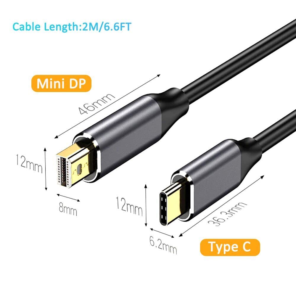 Cable USB C a Mini DisplayPort, tipo C (Thunderbolt 3) a Mini ...