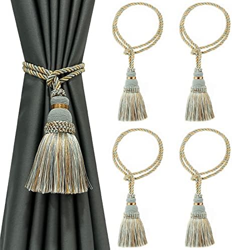 Amazon.com: Fenghuangwu 4 Pack Curtain Tie Backs Rope Tassels for ...