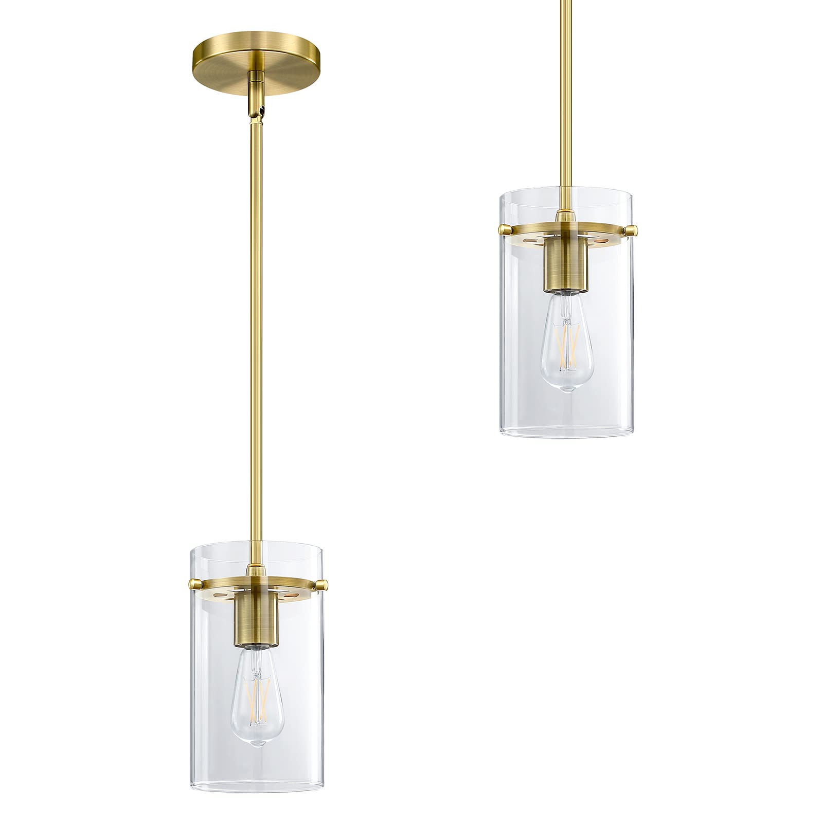 Buy Dori Lighting 2 Pack 1 Light Modern Kitchen Island Gold Rod Pendant ...