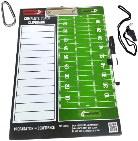Amazon.com : Dry Erase Double-Sided Coach Clipboard - Football Coaching ...