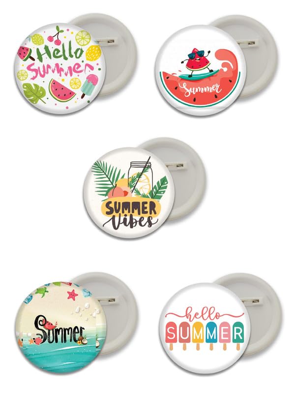 D2C® Plastic Summer Vibes Round Pin Button Badge - Perfect for Boys ...