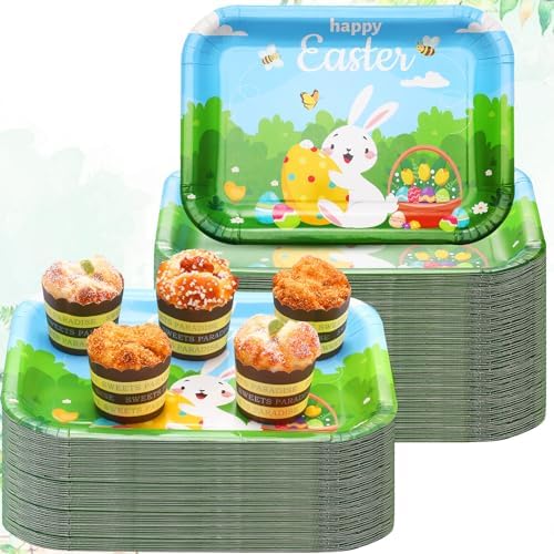 Amazon.com: Ziliny 24 Pcs Easter Paper Plates 13" x 9" Disposable ...