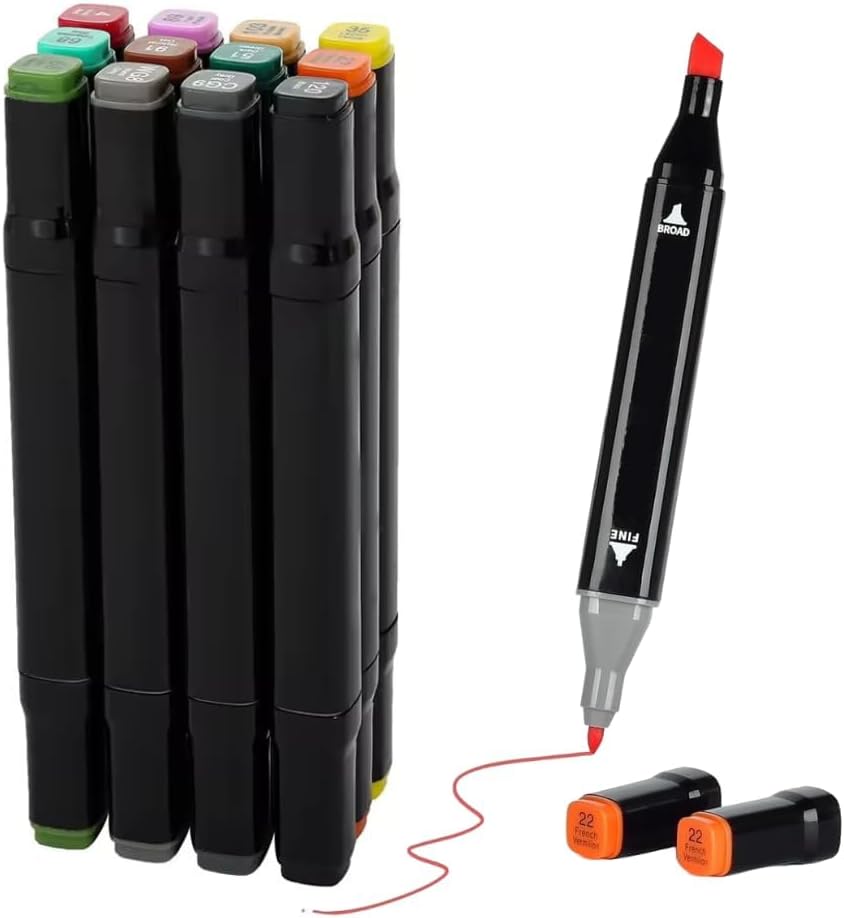 MSGH 12 Colours Twin Headed Sketch Marker for Manga and Impression Good ...
