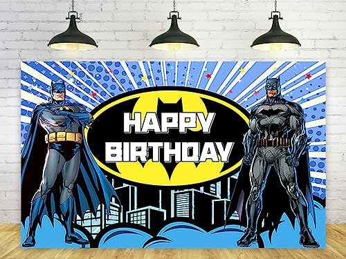 Amazon.com : Bat Hero Backdrop for Birthday Party Decorations Blue ...