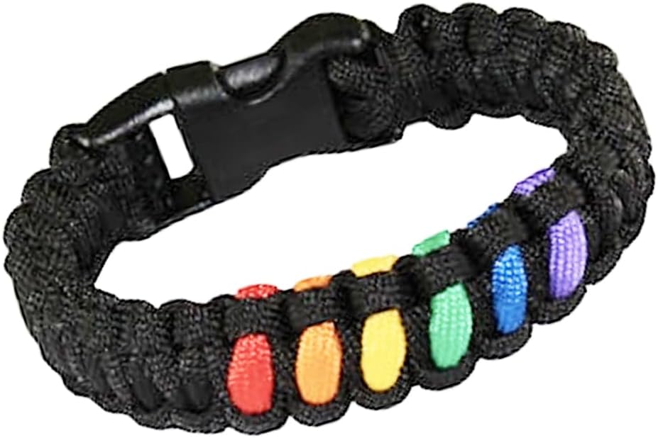 Amazon.com: Gay and Lesbian Pride Rainbow Paracord Bracelet. (BLACK ...