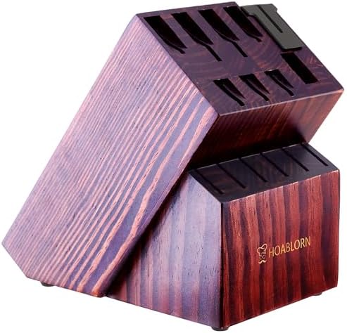 Amazon.com: McCook Knife Block w built-in sharpener Wood Kitchen Knife ...