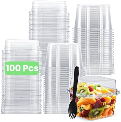 Amazon.com: JMIATRY 100 Count 12 oz Square Plastic Dessert Cups with ...