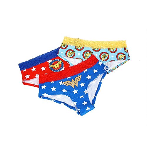 Buy DC Comics Wonder Woman Panty 3-Pack with Lace Waistband (2XL) at ...