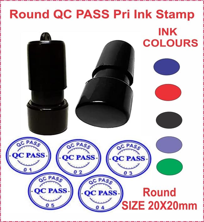OCHITYA-QC Pass Stamp Pre Ink Stamp 20X20 Round : Amazon.in: Home & Kitchen