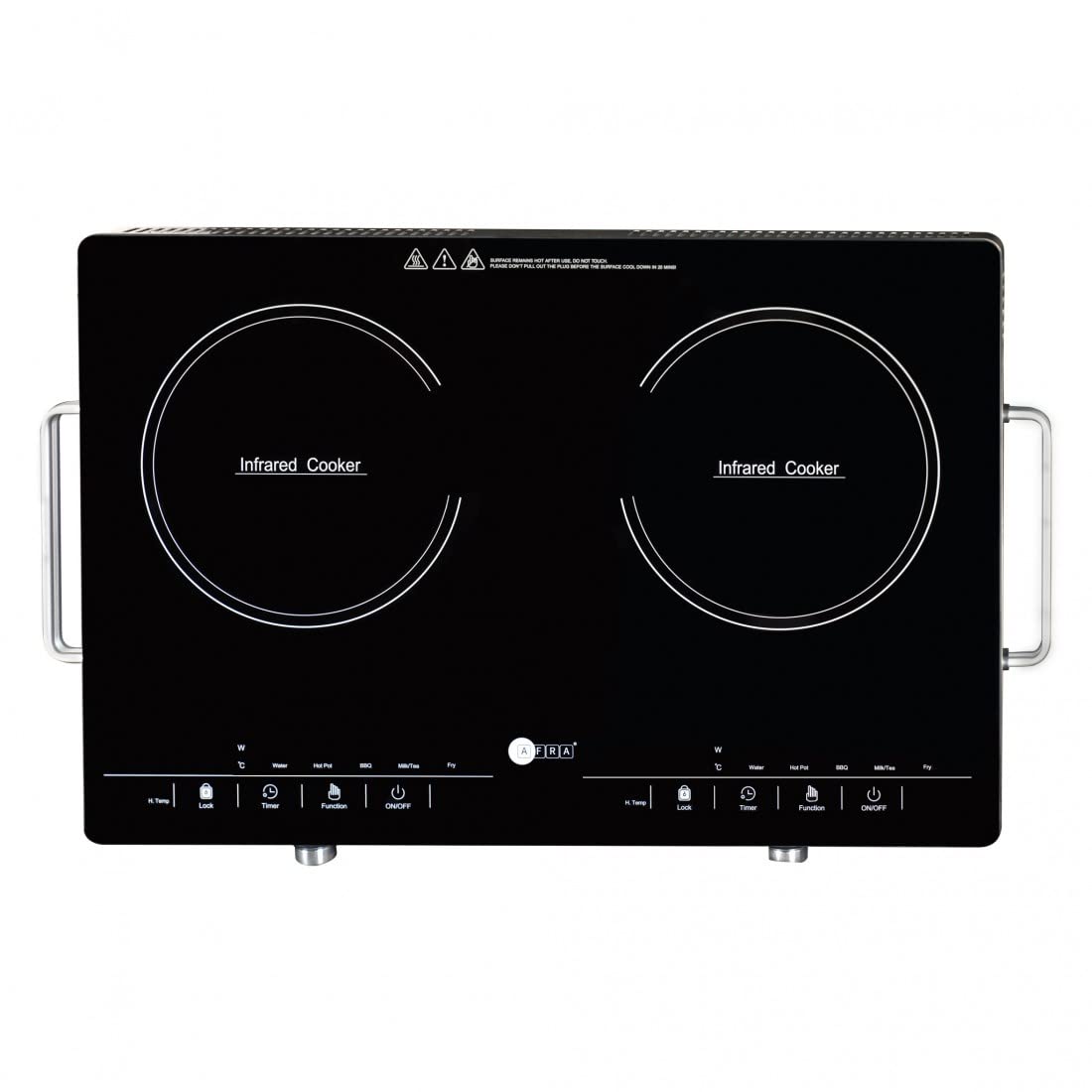 Afra Infrared Cooktop (Double), 3000W, LED Display, Child Lock, Crystal ...