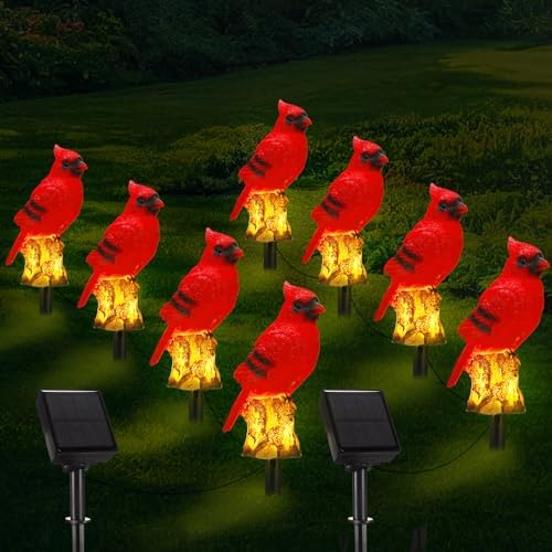 Amazon.com : Baquler 8 Pack Cardinal Solar Lights Cardinal Outdoor ...