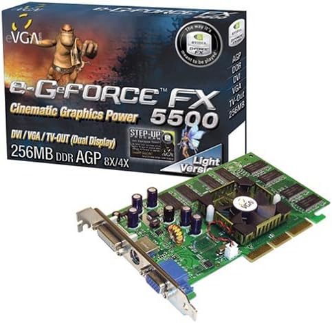 Amazon.com: eVGA NVIDIA e-GeForce FX 5500 256 MB, 128 bit DDR AGP 8X ...