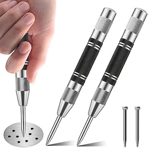 2-Piece Heavy Duty Automatic Center Punch, 5 Inch Steel Spring Loaded ...