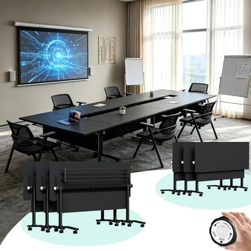Amazon.com: Folding Conference Table for 2-30 Person Modern Large Flip ...