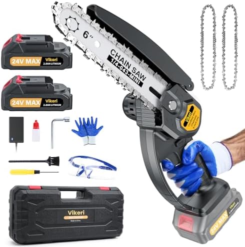 Mini Chainsaw Cordless 6 Inch - Vikeri Cordless Chainsaw with Battery ...