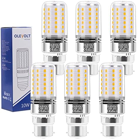 OLEVOLT B22 LED Bulb Bayonet Warm White 2700K, 10W Bayonet Light Bulb ...