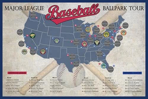 Amazon.com: Pro Baseball Stadium Scratch Off Map; Ballpark Stadium ...