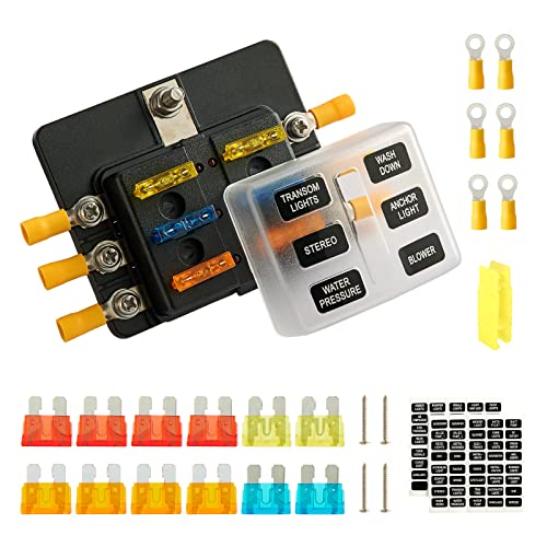 12V Fuse Box – Soyond 6 Way Blade Fuse Block with LED Warning Indicator ...