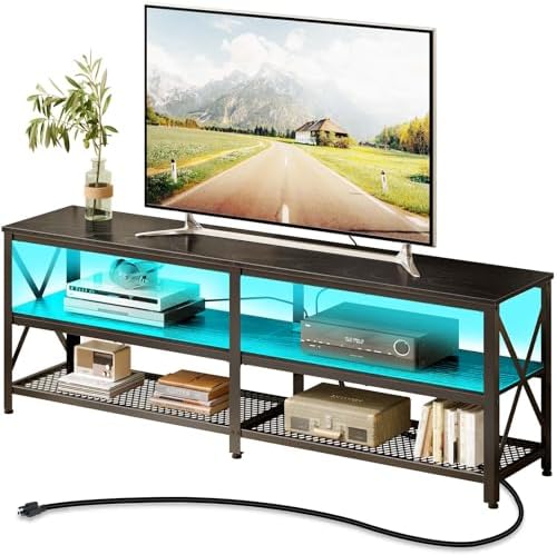 Rolanstar TV Stand with Mount and Power Outlet, Swivel TV Stand Mount ...