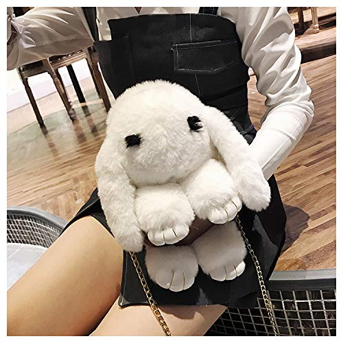 Buy WILDFINDING Women's Bunny Faux Rabbit Fur Shoulder Bag (Blue) at ...