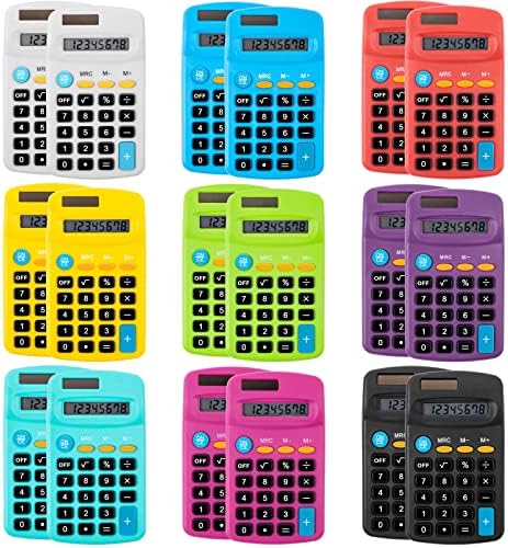 18 Pieces Pocket Size Calculator 8 Digit Display Basic Calculator Solar ...