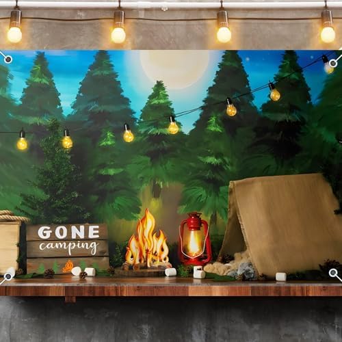 Amazon.com : Gone Camping Backdrop for Photoshoot Camping Themed Party ...