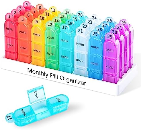 Amazon.com: Monthly Pill Organizer Box - 31 Day AM/PM Daily Pill Case ...