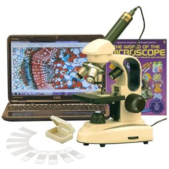 AmScope M149C-2L-PB10-WM-E Digital Compound Monocular Microscope, WF10x ...