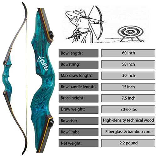 Monleap Recurve Bow and Arrows for Adults 60″ Archery Set Right Hand ...