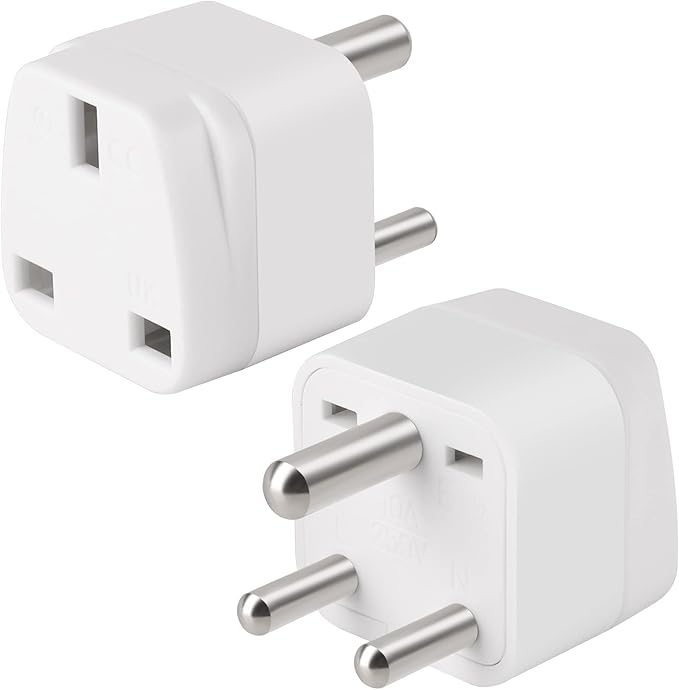 2-Pack UK to India Plug Adapters, TENINYU India Power Converter ...